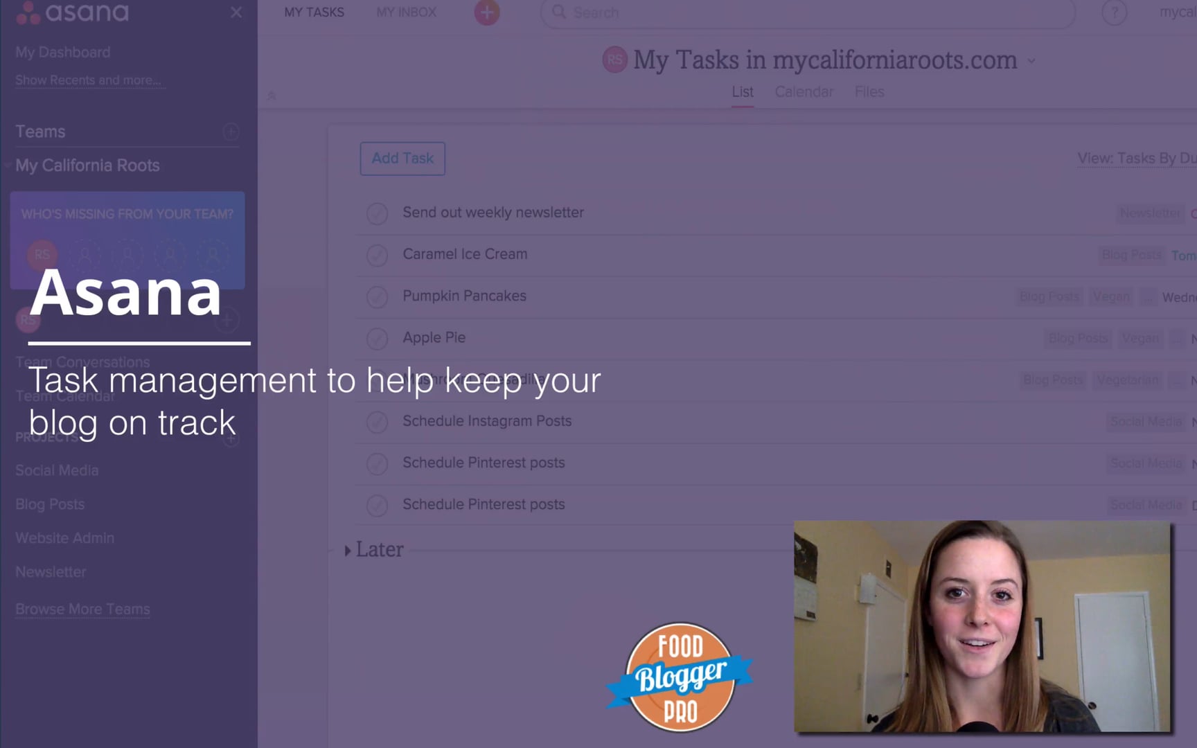 Asana - Food Blogger Pro